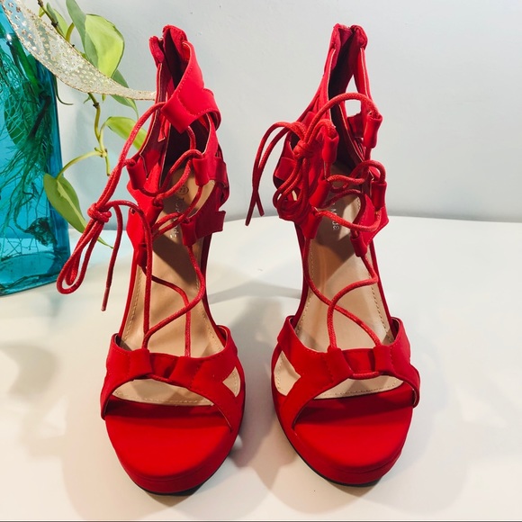 TOP Moda | Shoes | Top Moda Red Pebble2 Red Gladiator Heels | Poshmark